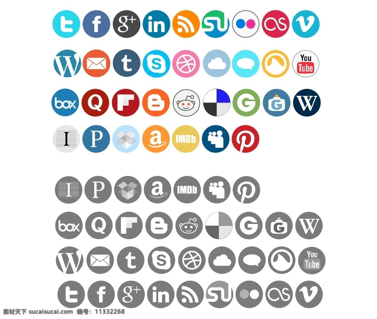 圆形网页社交多媒体icon图标素材图片下载-素材编号11332268-素材天下图库